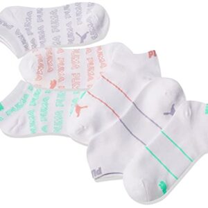 PUMA Women's 6 Pack Low Cut Socks, White/Light Purple, 9-11