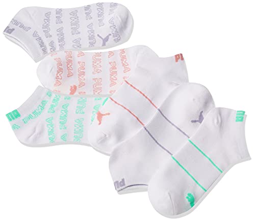 PUMA Women's 6 Pack Low Cut Socks, White/Light Purple, 9-11