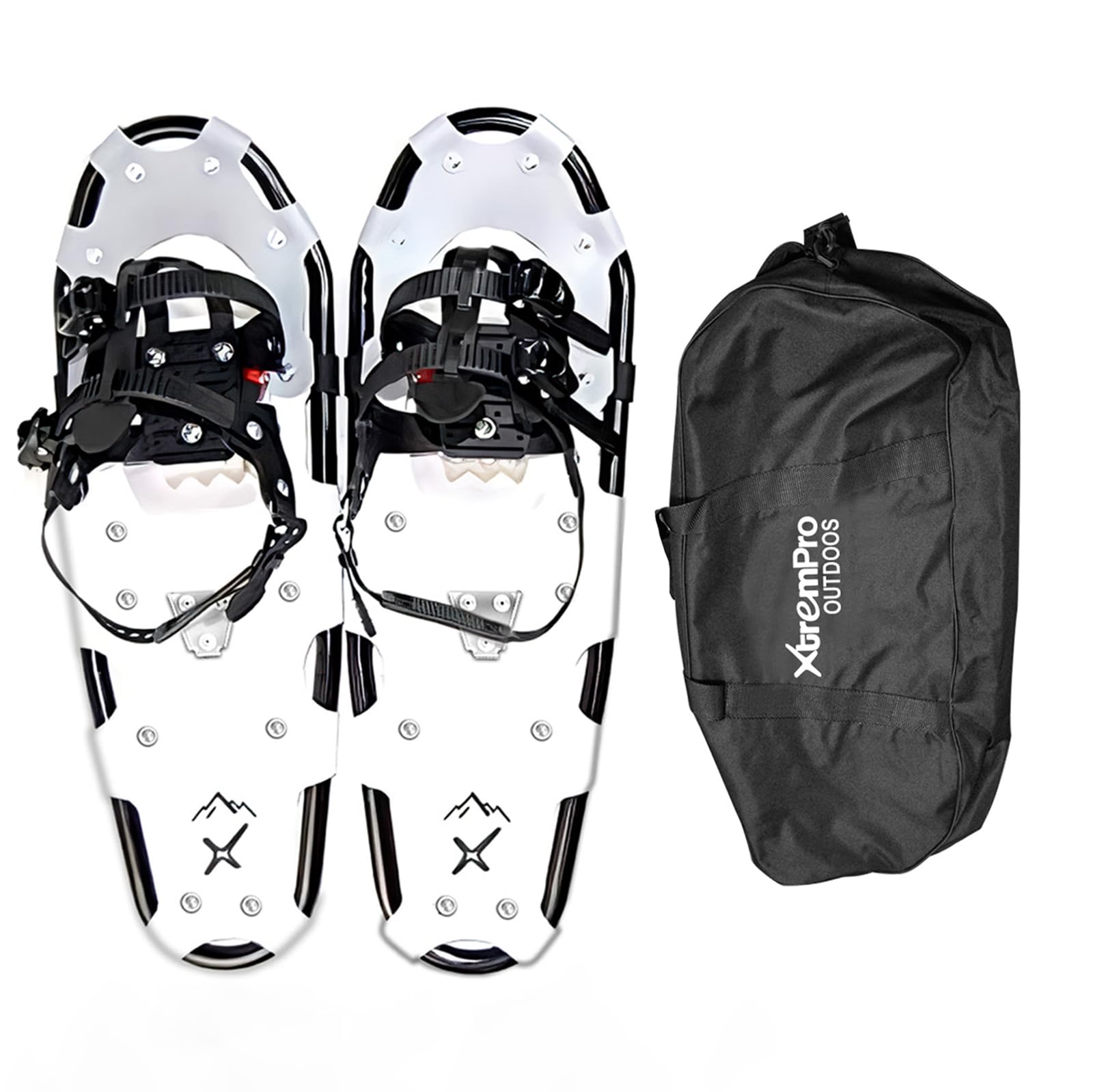 Xtrempro Snowshoes Snow Terrain Lightweight Ergonomic Design Lightweight Aluminum Alloy with 13 Point Crampons 120/160/210/300 lbs. Capacity- 21"/25"/30”/36" (Black, 25)