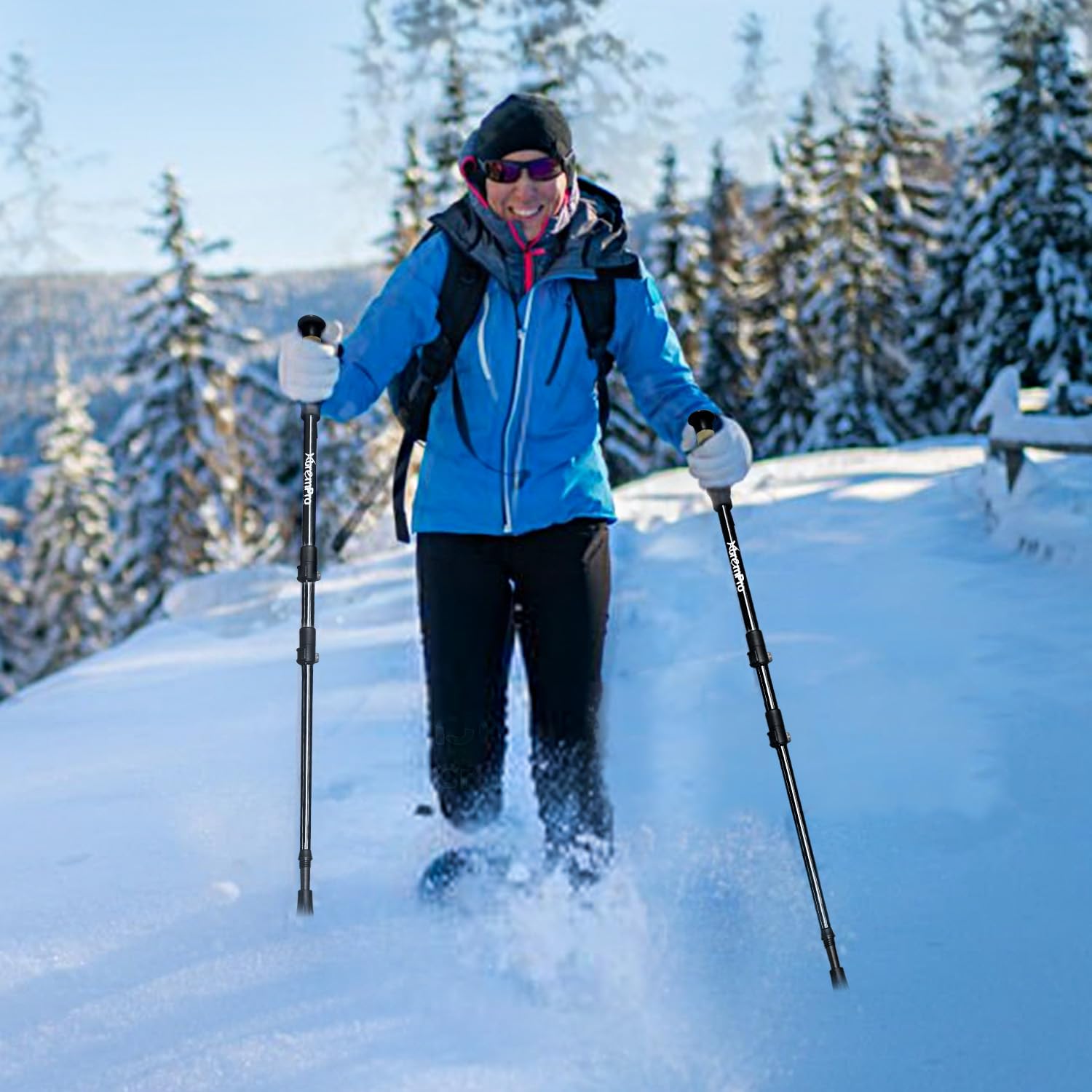 Xtrempro Snowshoes Snow Terrain Lightweight Ergonomic Design Lightweight Aluminum Alloy with 13 Point Crampons 120/160/210/300 lbs. Capacity- 21"/25"/30”/36" (Black, 25)