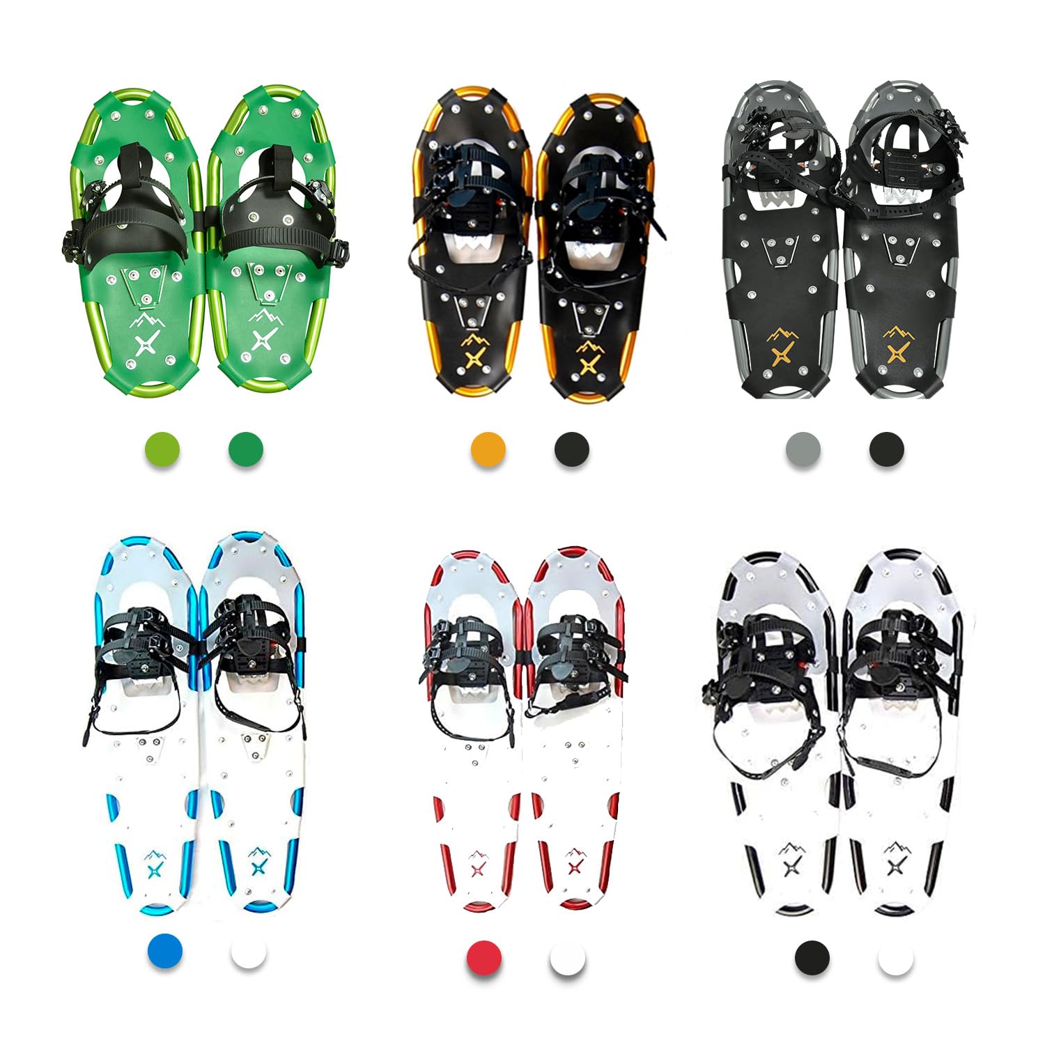 Xtrempro Snowshoes Snow Terrain Lightweight Ergonomic Design Lightweight Aluminum Alloy with 13 Point Crampons 120/160/210/300 lbs. Capacity- 21"/25"/30”/36" (Black, 25)