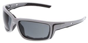 mcr safety sr522zpf swagger safety glasses, work glasses, max6 anti-fog polarized gray lens, foam lined, gray frame