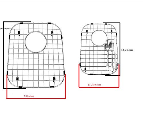 Starstar 60/40 Double Bowl Kitchen Sink Bottom Two Grids, Racks, Protector Stainless Steel, 16" x 13",14.5" x 11.26"