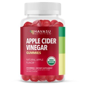 organic apple cider vinegar gummies | acv gummies to support digestive health and gut flora for digestion | natural apple flavor | 60 organic, vegan, and non-gmo apple cider vinegar gummies