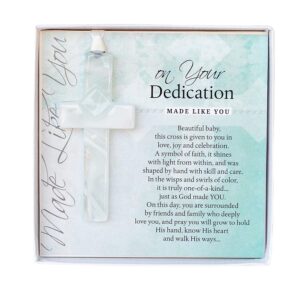 handmade in usa glass cross with sentiment - perfect baby dedication gift/keepsake