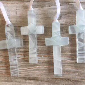 Handmade in USA Glass Cross With Sentiment - Perfect Baby Dedication Gift/Keepsake