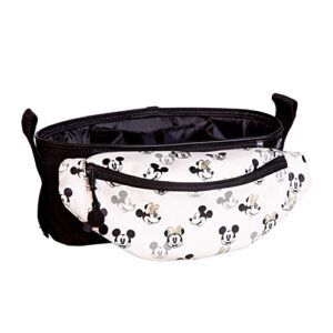 Disney Baby by J.L. Childress Universal Stroller Organizer with Detachable Hip Fanny Pack - Stroller Accessory with Belt Waist Bag - Stroller Cup Holder and Cell Phone Pocket - Mickey Minnie Ivory