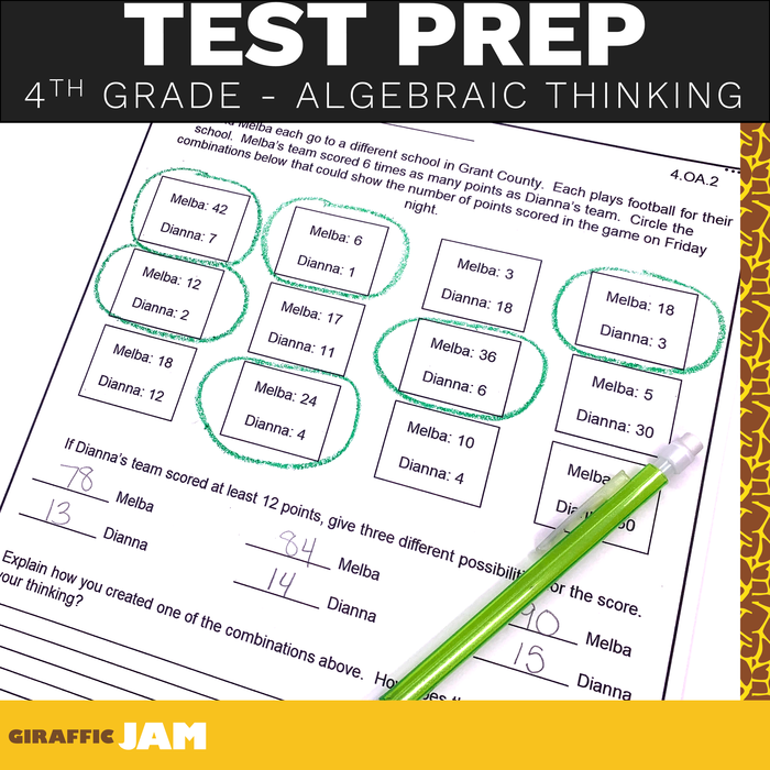 4th Grade Operations and Algebraic Thinking Test Prep Performance Tasks - 4th Grade OA Test Prep