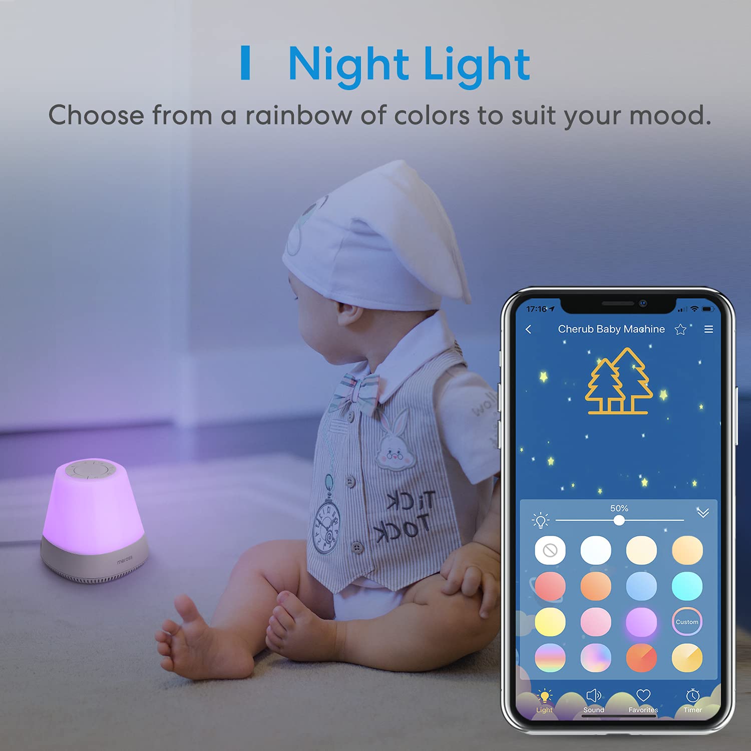 Meross Smart Table Lamp, Smart Sound Machine Compatible with HomeKit and Alexa, with 11 Soothing Sounds, Adjustable Night Light, Remote Control, Voice Control, Schedule and Timer