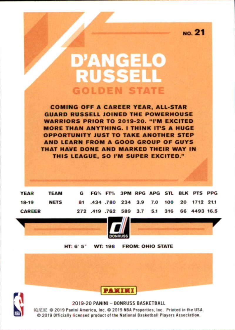 2019-20 Donruss #21 D'Angelo Russell NM-MT Warriors