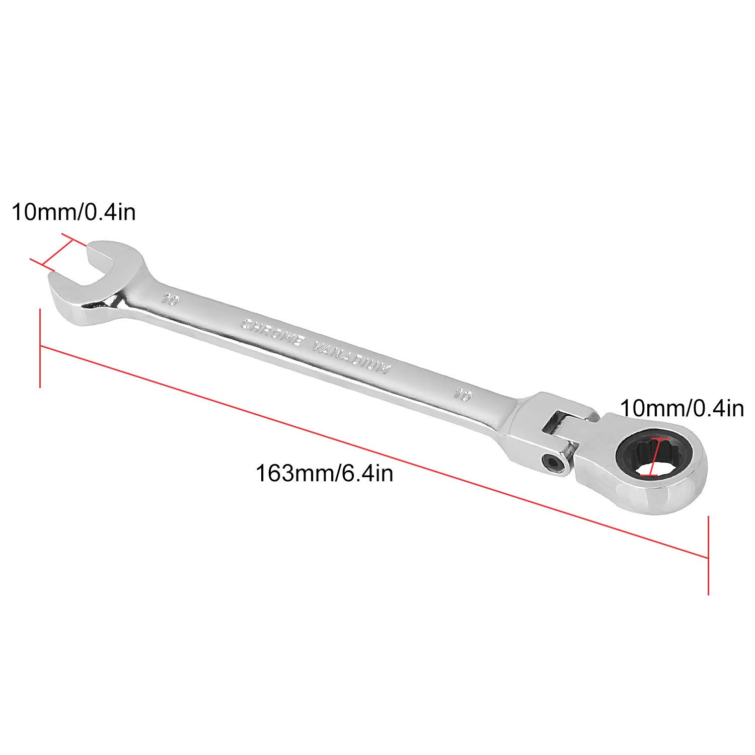 ABuff Flexible Head Ratcheting Wrench, 3 PCS 10 mm Ratcheting Box Wrench Set with 5° Movement and 72 Teeth for Projects with Tight Space