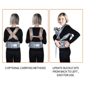 JooBebe Baby Hip Seat Carrier - 6 in 1 Front Back Breathable Polyester Ergonomic Hipseat Infant Backpack Carrier with Adjustable Straps Detachable Hood for Newborn 4 to 36 Months,4 Season/Gray