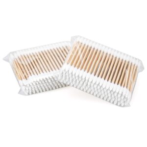 Hedume 2500 Pieces Wooden Cotton Swabs, Double Pointed Cotton Buds (25 Packs, 100 Pieces 1 Pack)