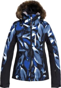 roxy jet ski premium snow jacket mazarine blue stiped leaves lg (us 11)