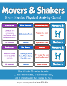 movers & shakers - brain breaks card game and physical activity