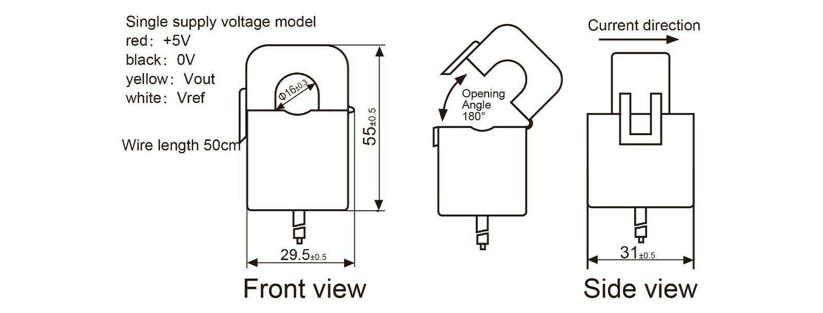 YHDC Hall Split core Current Sensor HSTS016L 20A/2.5±0.625V 1%