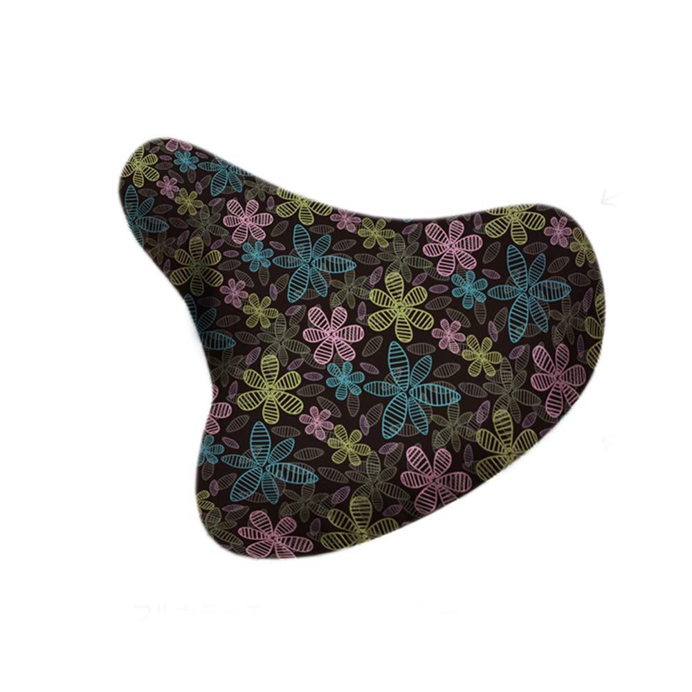 COVER-U Colorful Bicycle Seat Cover, Water-Repellent Exercise Bike Seat Cushion Cover Made of Polyester Fiber, Not Absorb Heat & Dust-Free Saddle Cover for Outdoor Biking (Simple Flower)