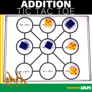 addition math games - addition tic tac toe board game