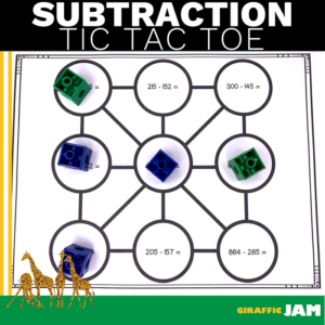 subtraction math games -subtraction tic tac toe board game