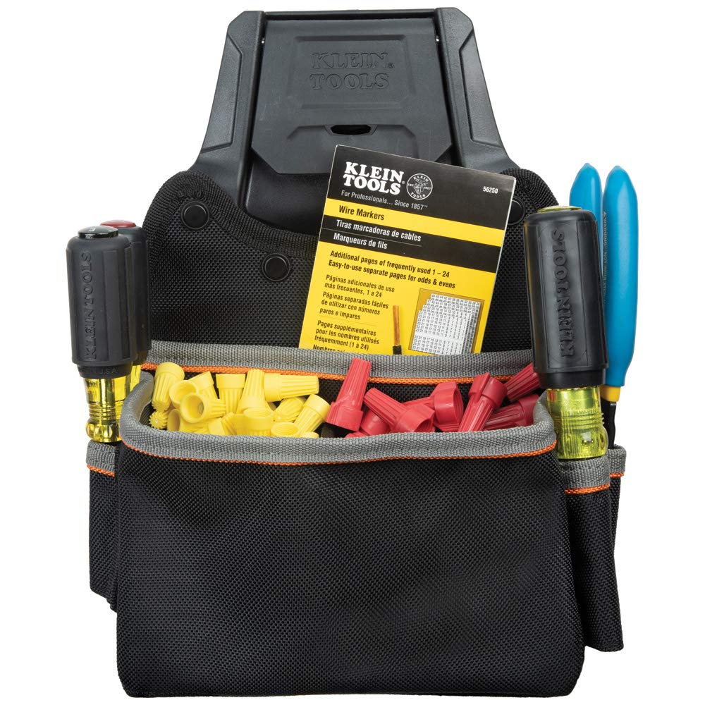 Klein Tools 55913 Tool Pouch, Tradesman Pro Modular Parts Pouch with Belt Clip works with Klein Click Lock Modular Wall Rack and Tool Belts