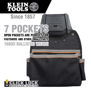 Klein Tools 55913 Tool Pouch, Tradesman Pro Modular Parts Pouch with Belt Clip works with Klein Click Lock Modular Wall Rack and Tool Belts