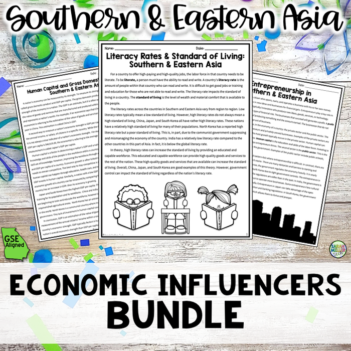 Economic Growth Factors in Southern and Eastern Asia BUNDLE Reading Packet