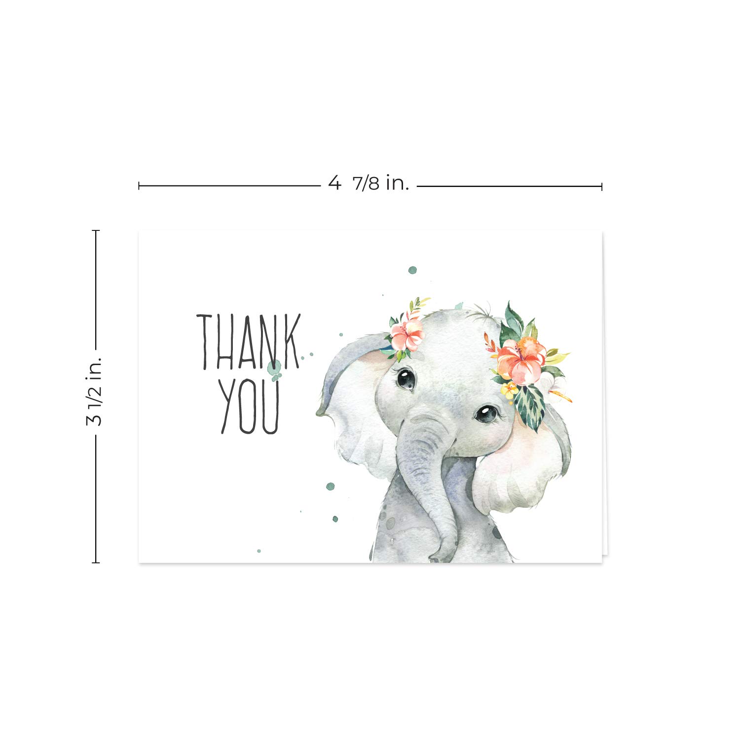 Canopy Street Boho Safari Animal Baby Shower Thank You/New Baby Appreciation Card Set / 24 Jungle Animals Gratitude Cards / 6 Baby Animal Thanks Designs 3 1/2" x 4 7/8" Note Card Pack