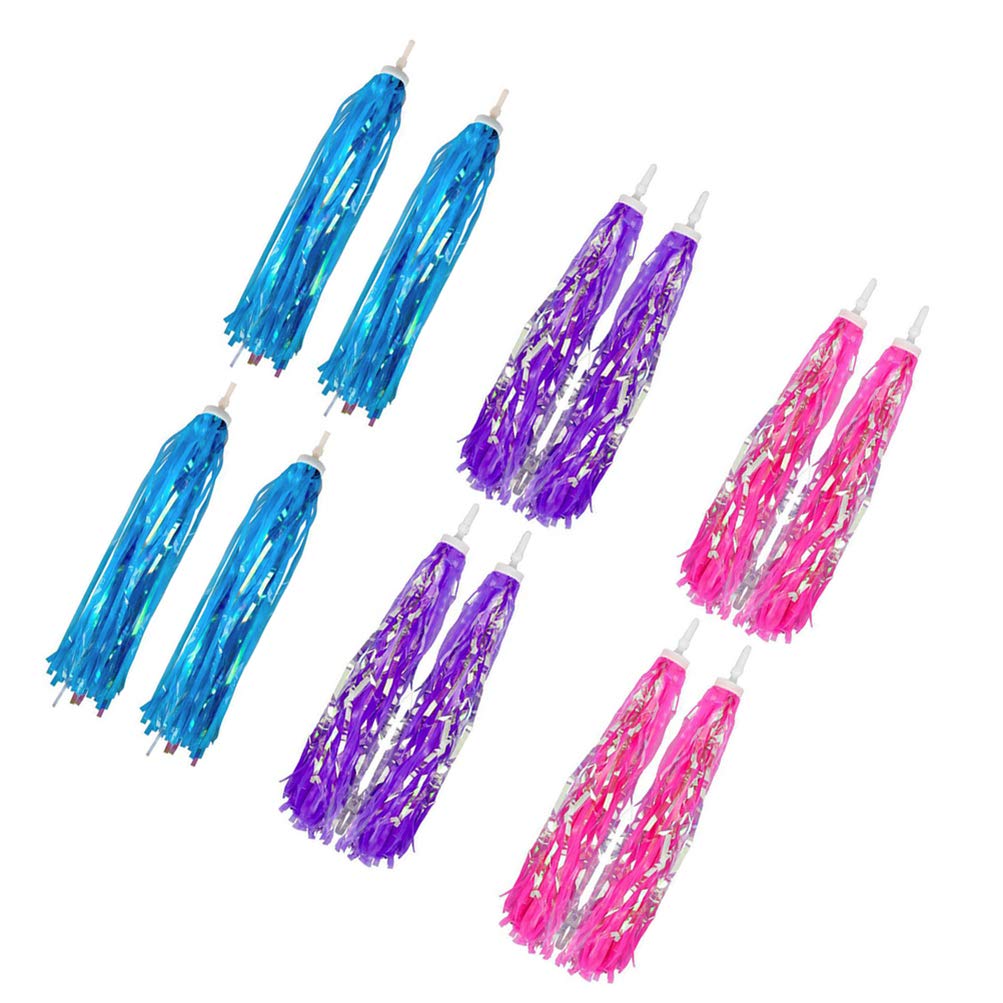 NUOBESTY Colourful Bike Streamers Handlebar Tassel Ribbons Pendant Accessories Grips Tassels for DIY Decor Kids Bicycle 12pcs