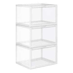 songmics shoe boxes, pack of 6 stackable shoe organizers with clear door for sneakers, plastic shoe storage for us size 12, 14.2 x 11 x 8.7 inches, transparent ulsp06cw