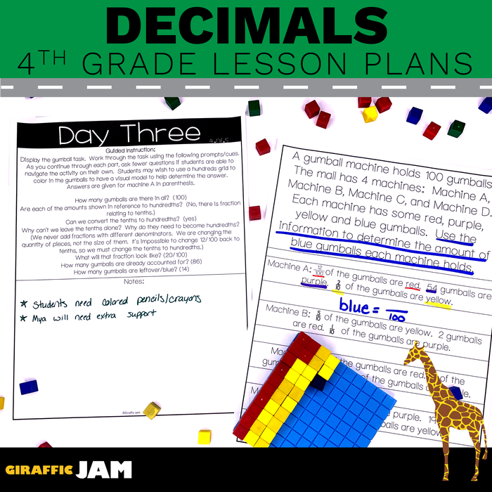 4th Grade Math Lesson Plans Decimals