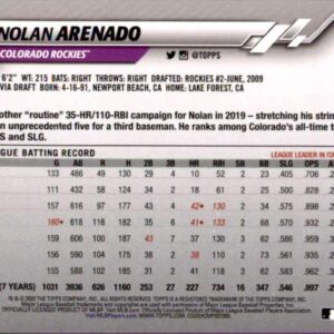 Baseball MLB 2020 Topps #230 Nolan Arenado NM-MT Rockies