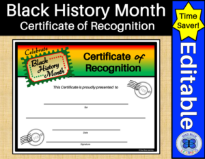 black history month certificate of recognition