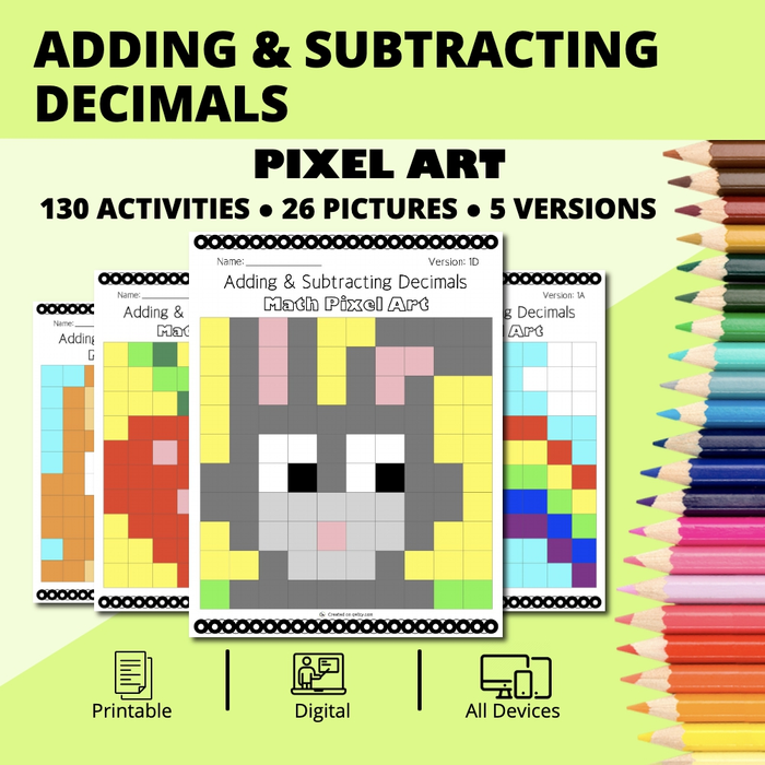 Spring: Adding and Subtracting Decimals Pixel Art