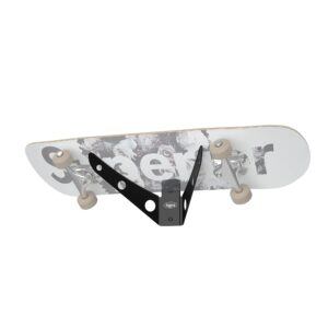 koova skateboard wall mount rack holder | creative deck display | home or garage longboard storage | scooter hanger | easy install - hardware incl. | heavy duty powder coated steel frame | usa made