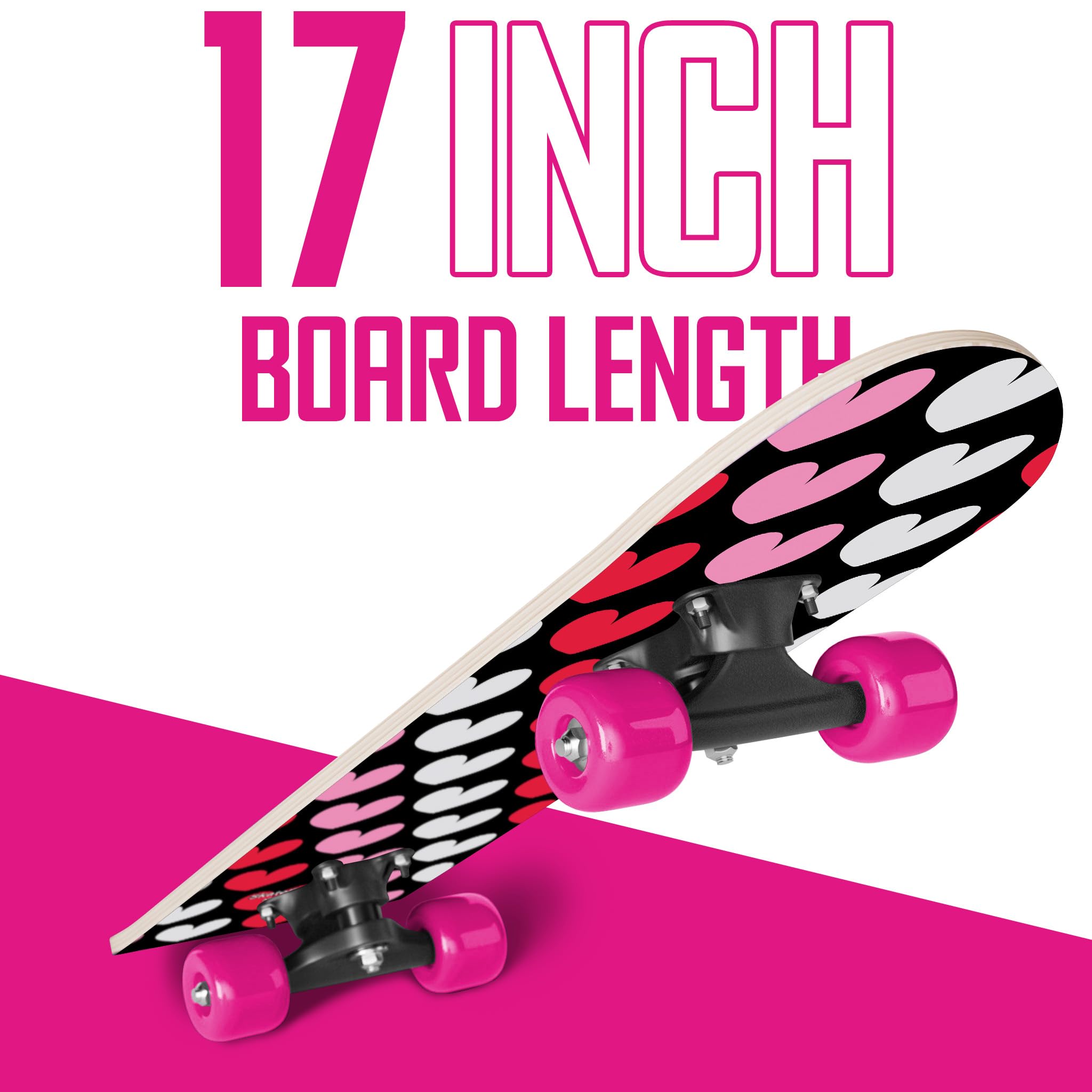 Rude Boyz 17" Micro Complete Skateboard | Maple Wood | ABEC 7 Bearings | Double Kick Concave Deck | Kids Skateboard, Ideal Toddler Cruiser Skateboard Ages 2-5