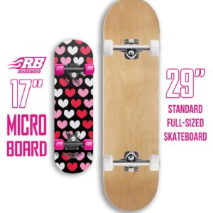 Rude Boyz 17" Micro Complete Skateboard | Maple Wood | ABEC 7 Bearings | Double Kick Concave Deck | Kids Skateboard, Ideal Toddler Cruiser Skateboard Ages 2-5