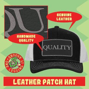 of Course I'm Right! I'm A Hai-Ping! - Leather Black Patch Engraved Trucker Hat, Heather-White, One Size