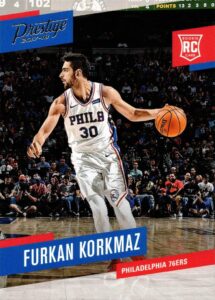 2017-18 panini prestige basketball #196 furkan korkmaz rookie card