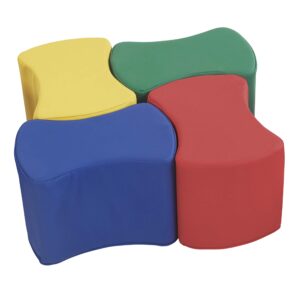 Factory Direct Partners 12225-AS SoftScape 12" Butterfly Modular Soft Foam Stool Set for Children Ages 4-7 (4-Piece Set) - Assorted