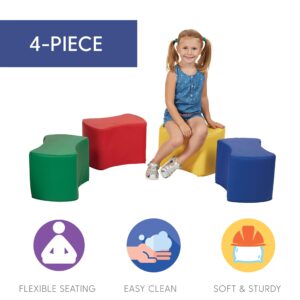 Factory Direct Partners 12225-AS SoftScape 12" Butterfly Modular Soft Foam Stool Set for Children Ages 4-7 (4-Piece Set) - Assorted