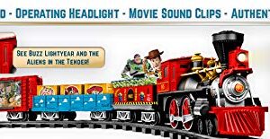 Lionel Battery-Operated Disney Toy Story Toy Train Set with Locomotive, Train Cars, Track & Remote with Authentic Train Sounds, & Lights for Kids 4+