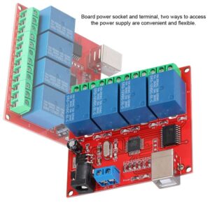 4-Channel 12V USB Control Switch Relay Module, Relay Board Computer Smart Switch Controller, PC Relay Module Expansion Board, Relay Board for Automation