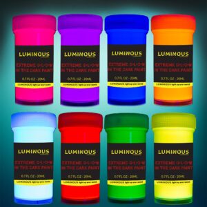 individuall extreme glow in the dark colours set | neon glow colours that glow in the dark | rechargeable & luminous | by luminous