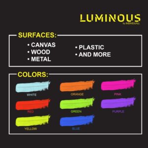 individuall Extreme Glow in The Dark Colours Set | Neon Glow Colours that Glow in the Dark | Rechargeable & Luminous | by Luminous