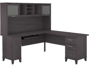 bush set001sg somerset 72-inch w l-shaped desk with hutch, storm gray