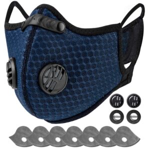 astroai dust mask reusable face mask with filters,adjustable for woodworking,construction, outdoor (blue,1 mask + 6 extra activated carbon filters included)