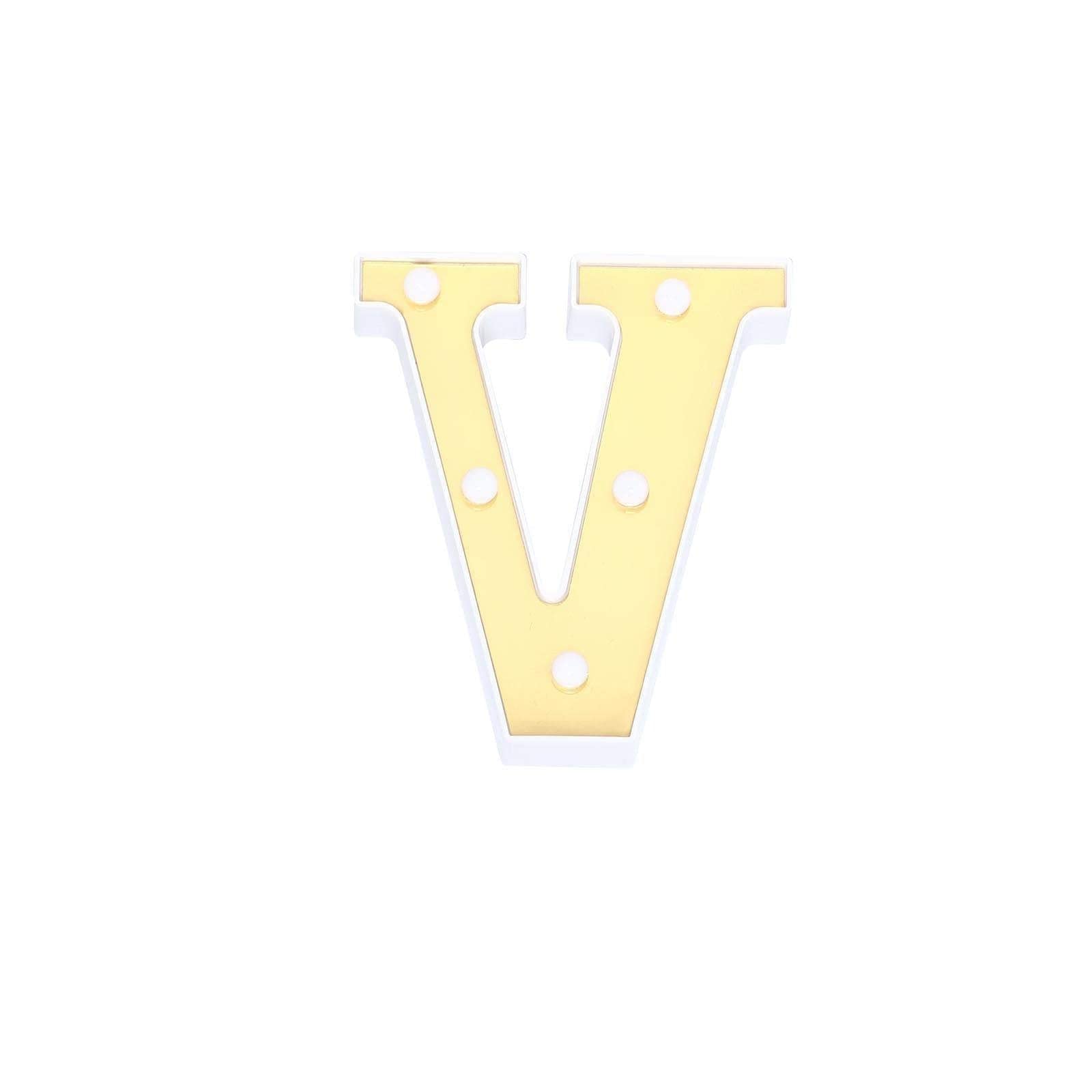 TABLECLOTHSFACTORY 6" 3D Gold Marquee Letters 5 LED Light Up Letters Warm White LED Letter Lights - V