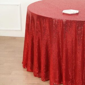 Tableclothsfactory 132" Wholesale Premium Table Cover Sparkly Sequin Round Tablecloth for Wedding Banquet Party Home Decor - Red