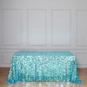 Tableclothsfactory 90X156 Turquoise Premium Big Payette Sparkly Sequin Rectangle Tablecloth for Wedding Party Kitchen Dining Catering