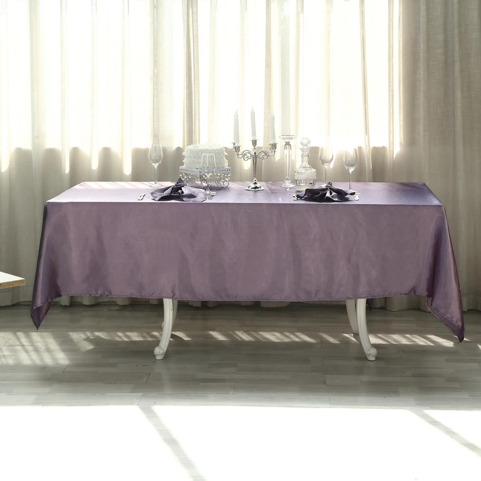 Tableclothsfactory 60x102 Rectangle Amethyst Wholesale Satin Tablecloth Banquet Linen Wedding Party Restaurant Tablecloth